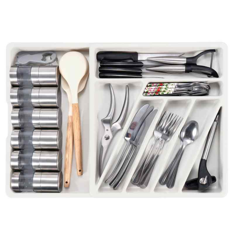 Li&amp;Zhao Silverware Organizer, Silverware Tray for Kitchen Drawer，Plastic Flatware Tableware Silverware Drawer Organi...