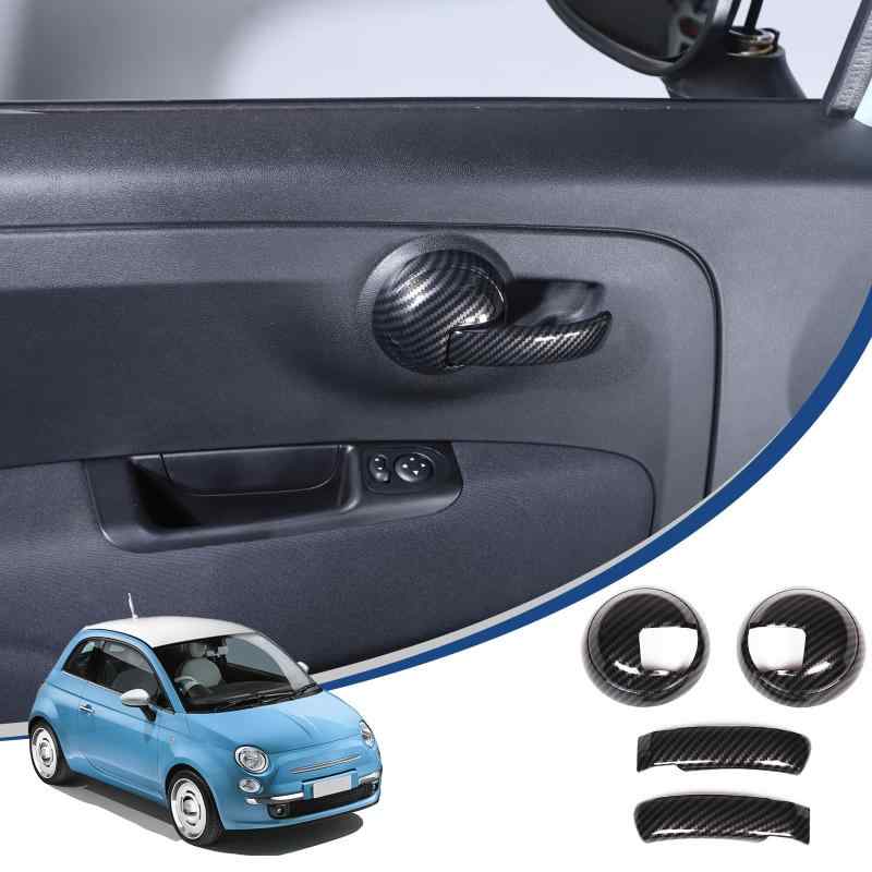 Hcilloend 新型 フィアット 500 2010～2023に適用 ハンドルパネル ドアハンドルカバー 車内ハンドルステッカー 高級雰囲気 保護 キズ防止 ひっかき傷 傷隠し 防汚れ ABS