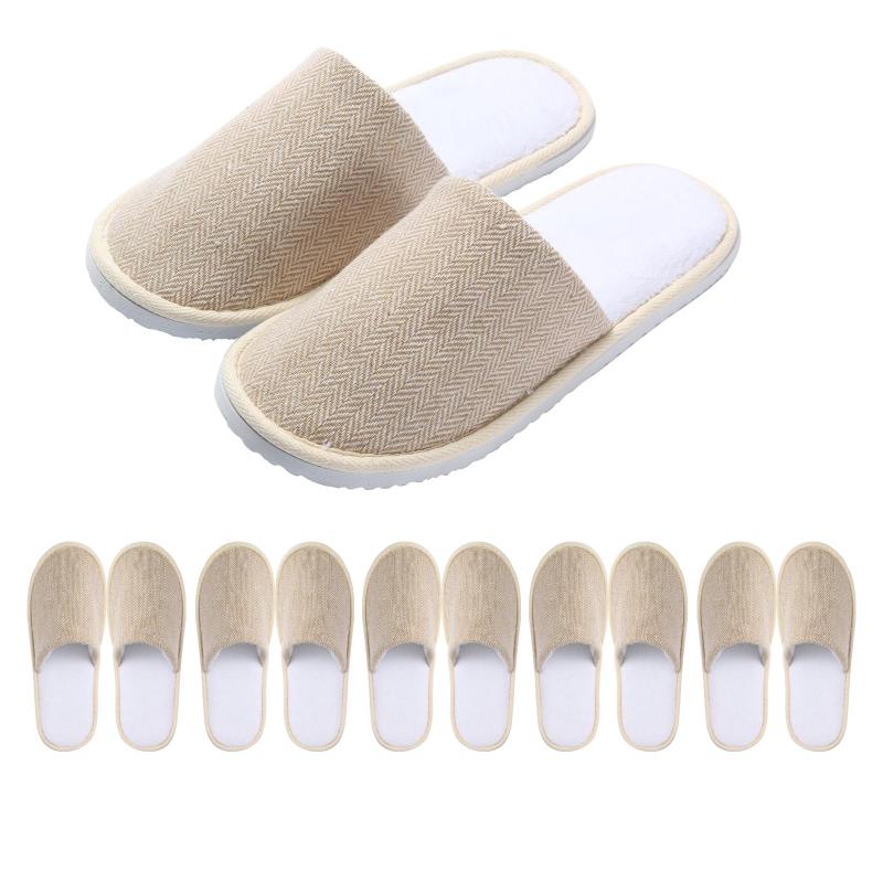 [KAKURE] スリッパ 5足セット, ヘリンボーン柄, EVAソール, 室内履き, 29cmまで対応 防菌防臭 滑り止め 高級 携帯便利 個別包装 室内用 来客用 避難用 旅行用 業務用 ホテル用 洗濯可 男女兼用高品質素材: ヘリンボ...