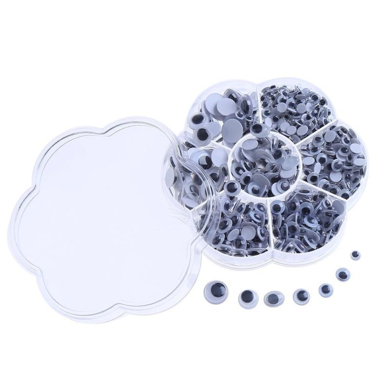 CCINEE 動く 目玉 動眼 目パーツ 人形アイ 5mm/6mm/7mm/8mm/10m/12mm 貼り付けタイプ 700個セット 小（S型）