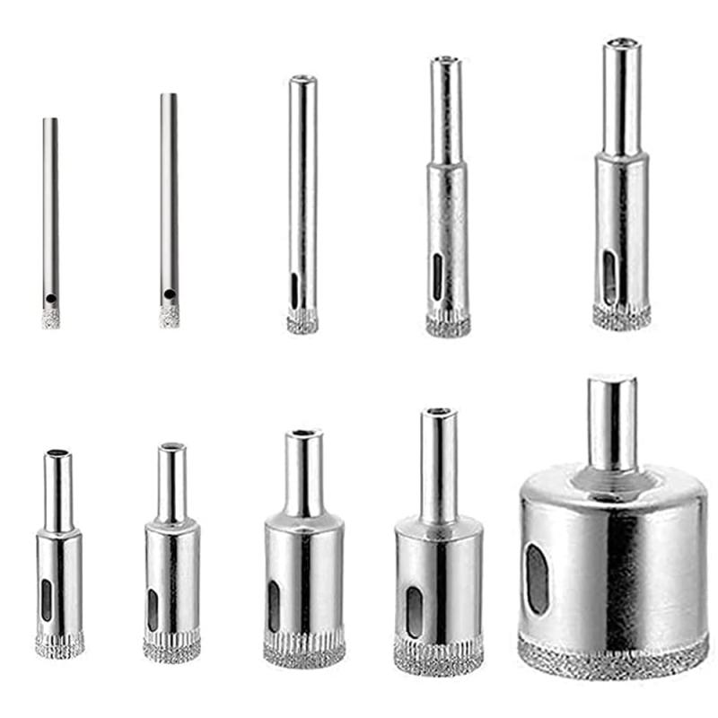 10本組 ダイヤモンドホールソー ガラスドリル コアビッ ホールソー ガラス タイル 穴あけ 加工 切削 研削 工具 超硬 4mm 5mm 6mm 8mm 10mm 12mm 14mm 16mm 18mm 28mm【10サイズ】4mm 5m...