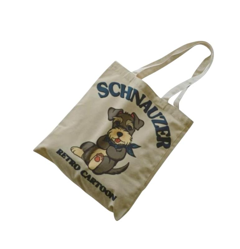 [Rainbow Nexus] シュナウザー 好き必見 レトロ風 イラスト トートバッグ【かわいい犬柄】A4 トートバッグ お散歩 普段使い ミニチュアシュナウザー愛犬とのお散歩バッグにお買い物や通勤・通学のサブバッグとして愛犬家へのプレゼ...