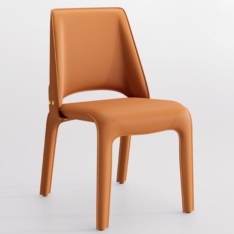 オープンバックダイニングチェア 高級サドルレザー全張り 厚手クッション ステッチ装飾 金属脚 耐久・快適・おしゃれ 椅子 2脚セット対応可【しっかり背中を支える快適な座り心地】背もたれ付きのダイニングチェアは、幅広の座面（44cm）と厚みの...