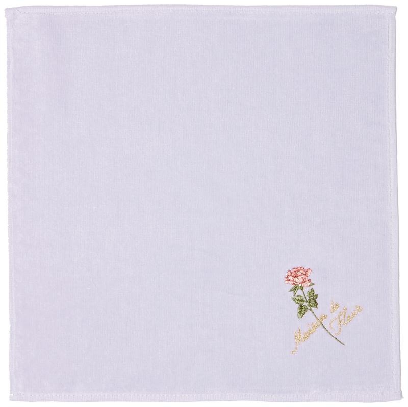 [メゾン ド フルール] タオルハンカチローズ刺繍タオルハンカチレディース今治製のタオルハンカチ。ご自分用にはもちろん、ギフトにもおすすめのアイテムです。