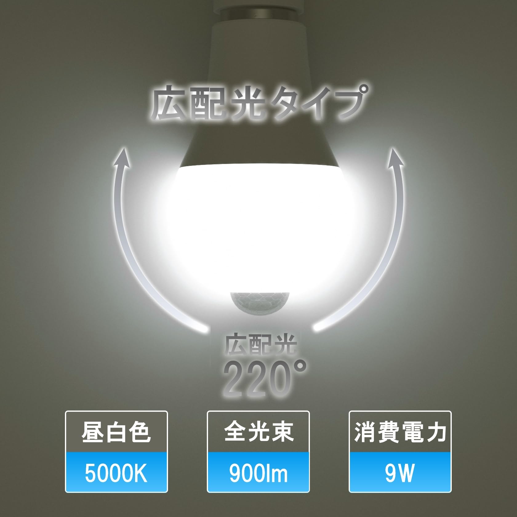 【商品仕様】● 寸法：全長127mm、最大径60mm● 質量：46g● 定格電圧：AC100V（50／60Hz）● 定格消費電力：9.0W● 待機消費電力：0.2W● 全光束：900 lm● 色温度：昼白色(5000K)● 平均演色評価：R...