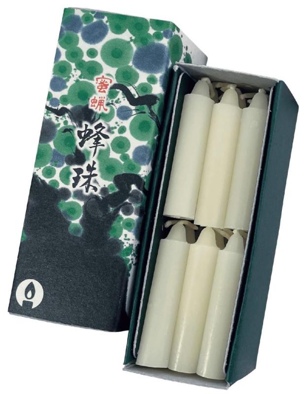 丸叶むらた 蜜蝋 蜂珠 ろうそく 18本入 CH-07蜜蝋含有量、国内最高の30％　炎は赤みがかり、ほんのり甘い香りがします