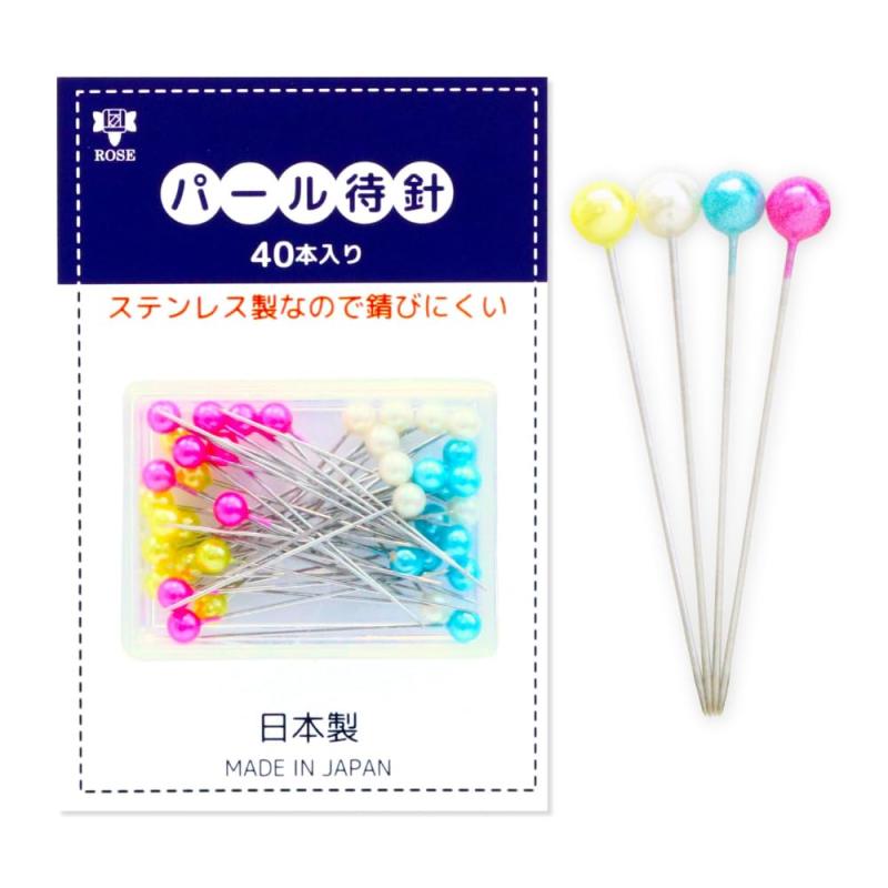 ROSE パール待針 ステンレス製 日本製 洋裁 パールピン まち針針部分がステンレス製となり、錆びにくくなっております。布通りが良くスムーズに針仕事を行うことができます。手芸針の産地広島県で作るまち針は1本1本丁寧に製造しております。針の...
