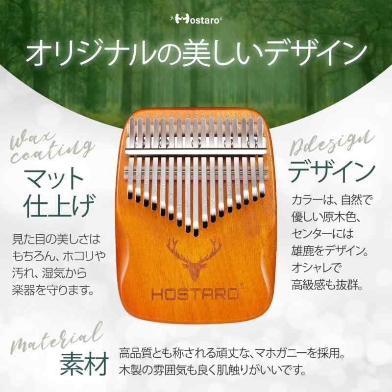Hostaro カリンバ ホスタロカリンバの素朴で美しい音色に心癒されるひとときを。人間工学に基づいた設計で手にしっかりとフィットするので、長時間演奏しても疲れにくいカリンバです。293gと超軽量で、どこへでも持ち運んで演奏できます