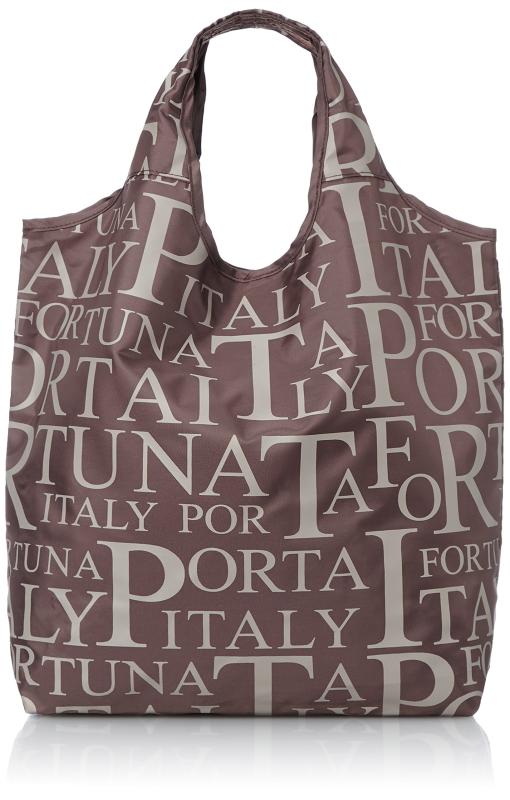 [ポルタフォルトゥーナ] ロゴプリント コンパクトショッピングバッグ 1566-01タテ37cmxヨコ(上部50cmx底部31cm)xマチ20cmポケットなし重量:130g持ち手の全長:35cm