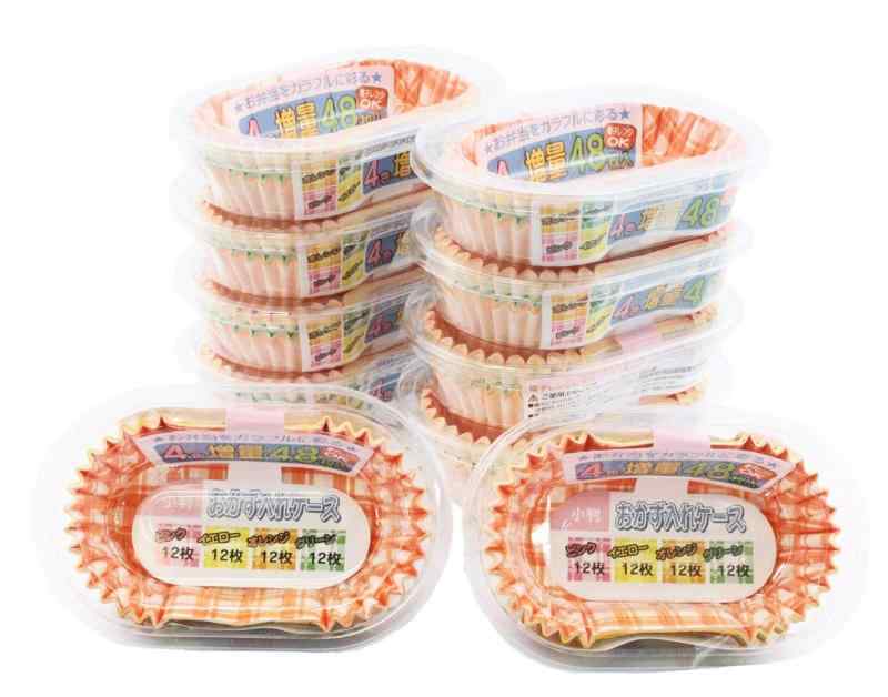 お弁当 ケース おかず入れ 小判型 10個パック 約48枚入 計約480枚 業務用 チェック柄本体サイズ:約5×9×2.8cm(1枚あたり)本体重量:約328g素材・材質:紙、ペット樹脂原産国:中国耐熱温度:180度電子レンジ使用可直火・オ...