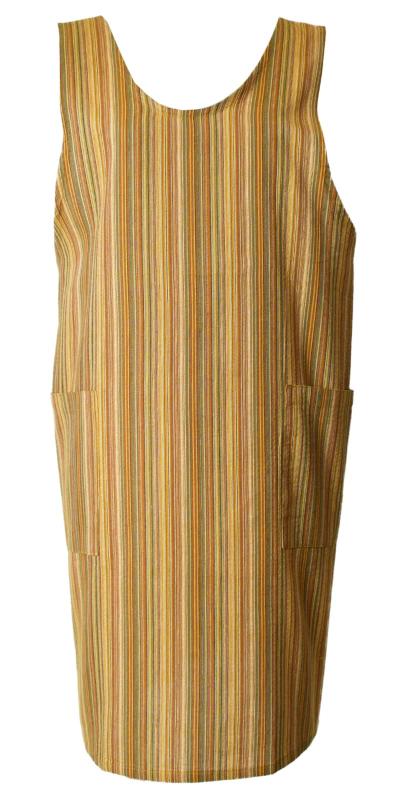 [ベリーベリー] しじら エプロン おしゃれ 和風ストライプ 日本製 かぶるだけしじら織の薄手生地を使用したおしゃれなエプロンです。生地　　しじら織のマルチストライプ柄（薄手生地）サイズ　M-L（総丈：約88cm・身幅：約46cm バスト：...