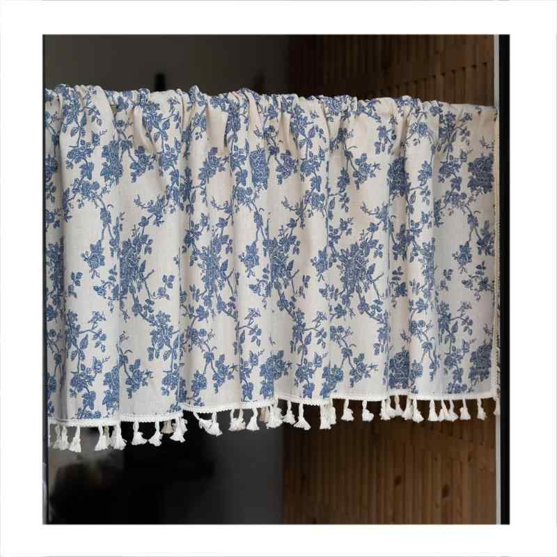 Q’foo カフェカーテン 60cm丈 小窓用 花柄 おしゃれ 北欧風 半遮光 断熱 外から見えない 目隠し 間仕切り 出窓カーテン 突っ張り棒式素材：綿麻、仕様：北欧柄、半遮光、断熱、小窓などの目隠しにピッタリ。製品サイズ：幅140cm×...