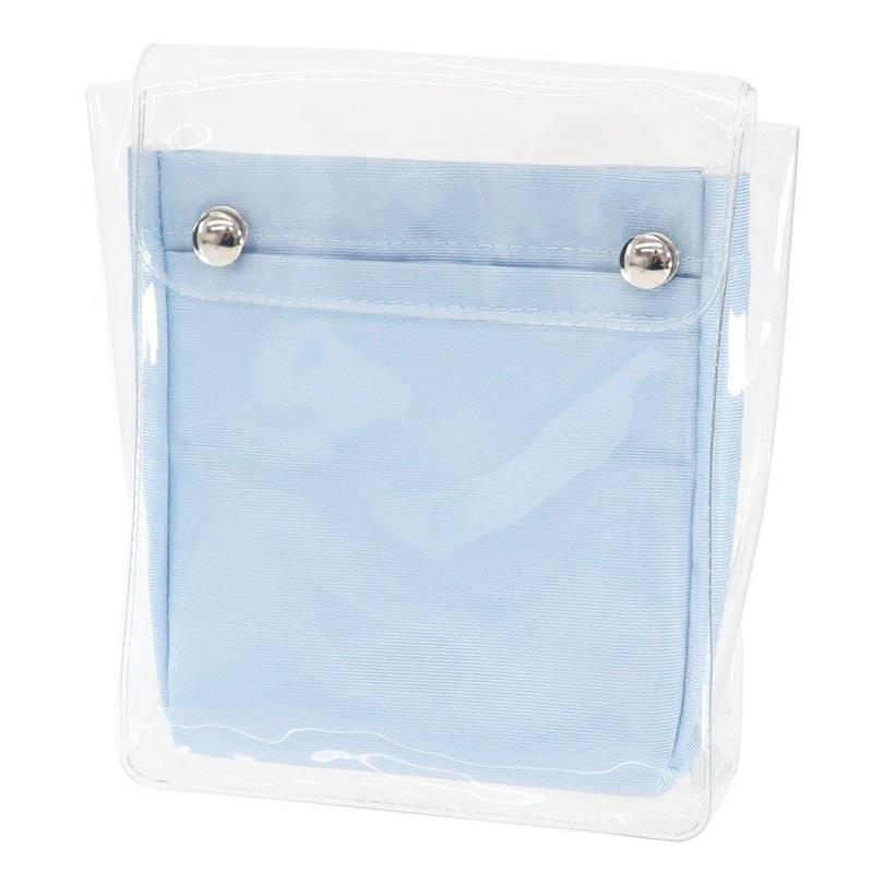 [ペンケース]クリアスクエアペンポーチ ホワイト ブルー 【ブルー/203469 】韓国で流行中内ポーチ付きのスクエア型ペンポーチペンポーチ/筆箱/文具/雑貨/大容量文具 文房具 おしゃれ 筆箱 学校 社会人 ペンケース