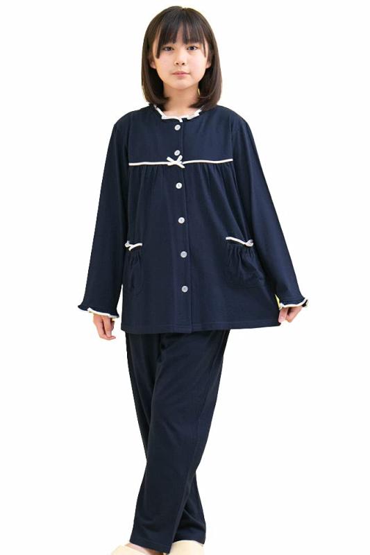 ケーズアイ パジャマ キッズ 女児 長袖 前開き 肌に優しい綿100％やや薄い天竺ニット地 子供 女の子 春 秋 130cm/140cm/150cm/160cm　11032素材　天竺ニット地(やや薄い）綿　100％サイズ　130　着丈57c...