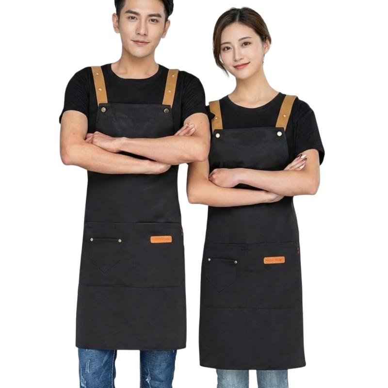 [TAMAZI] エプロン 首掛け おしゃれ h型 男女兼用 調節可能 大容量ポケット付き 汚れにくい シワ防止 キッチン ダイニングルーム コーヒーショップ 家事に最適【簡単なお手入れ】ポリエステル100％丈夫な生地を使用し、シワになりに...