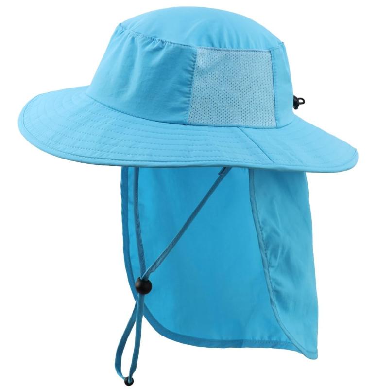 (コネクタイル) キッズ 夏 UPF 50+ フラップキャップ 速乾 つば広 日よけ帽子 UVカット ハット 幼児 サファリハット頭周りのサイズ：51-54cm、対象年齢：3-7歳、帽子の後ろに調整紐が付く柔らかく、速乾、メッシュ構造、通気...