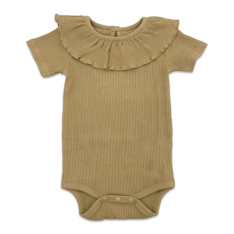 【Aenak】半袖 フリル リブロンパース 男児 女児 男女兼用 男の子 女の子 入園準備 カバーオール 保育園企画 60 70 80 90