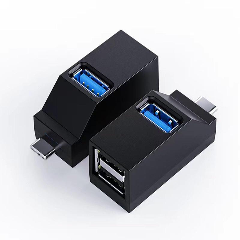 Type-Cハブ 黒1個 超小型 軽量 高速データ転送 3ポート USB3.0＋USB2.0コンボハブ 携帯便利【直挿し式】ドライバー必要ありません、ケーブル不要で、プラグアンドプレイ、高速データ転送できます。【対応システム】Win/do...