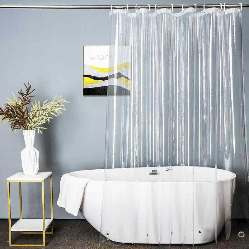 シャワーカーテン 透明 シャワーカーテンライナー エクストラロング PEVAプラスチック シャワーライナー 重みのあるストーン3個と防錆メタルグロメット12個付き 軽量 防水シャワーカーテン🚿【環境に優しいEVA素材】透明な...