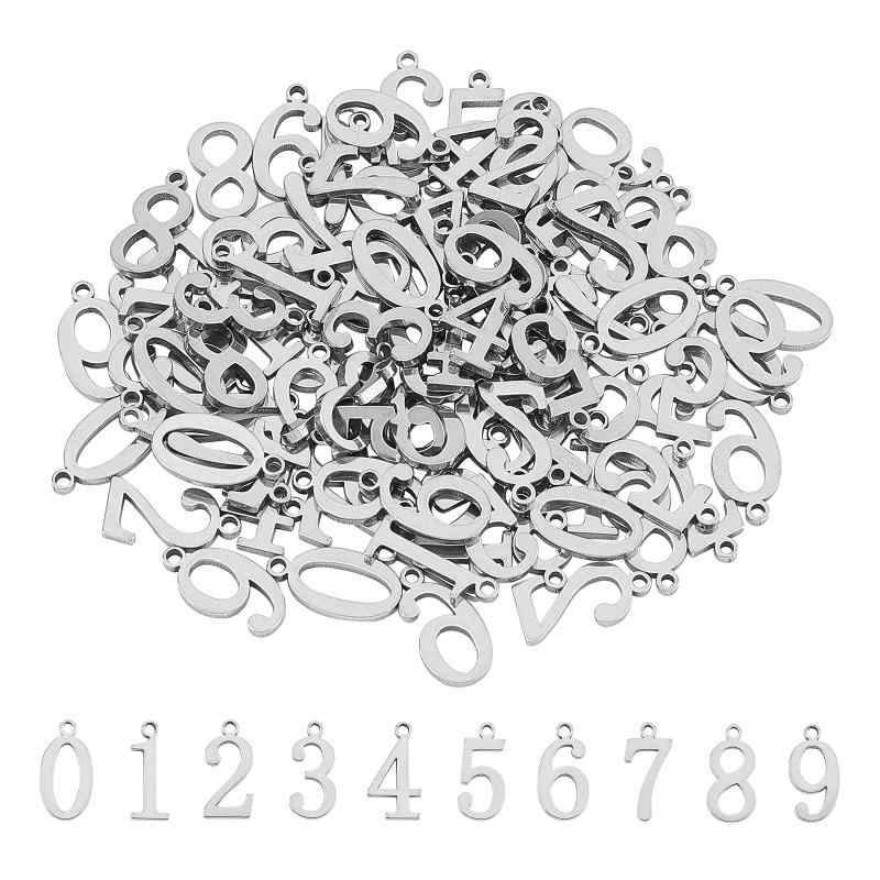 [UNICRAFTALE] 約100個 穴1.5mm 数字チャーム ステンレス チャーム ペンダント 番号 0〜9 数字ペンダント デジタルチャーム 可愛い メタルチャーム 金属チャーム ネックレスパーツ ジュエリー作り 「0-9数字チャー...