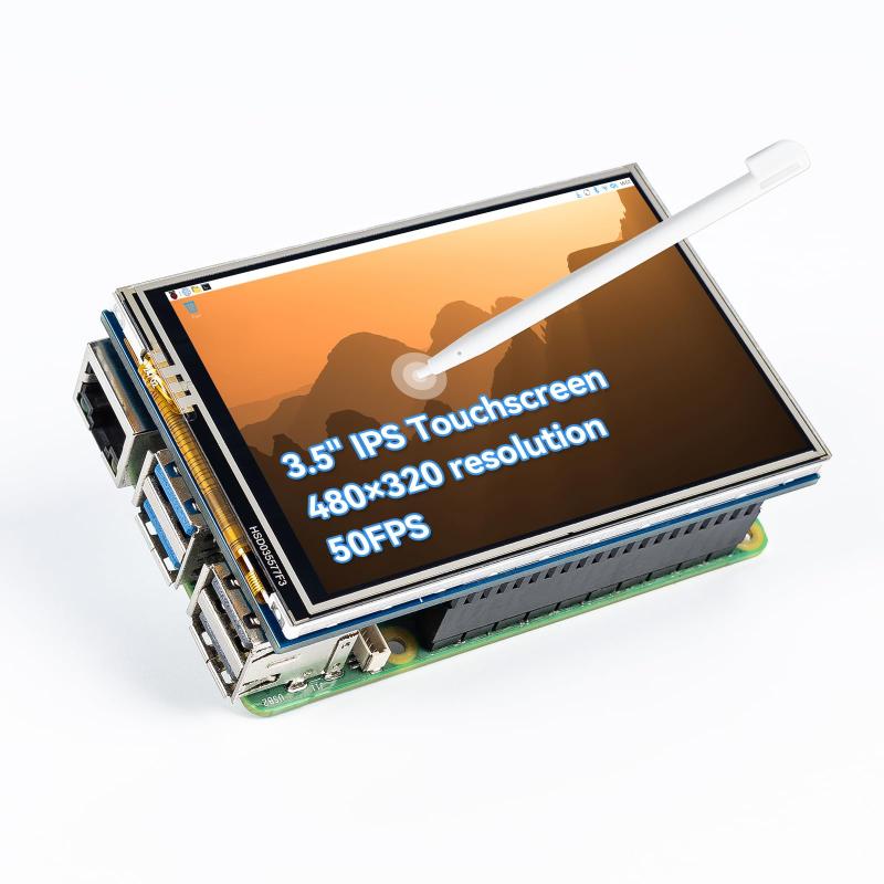 SunFounder 3.5インチ 480×320 タッチスクリーン IPS LCD SPI ディスプレイ（スタイラス付属）Raspberry Pi 5/4B/3B+/Zero 2W/Pironman 5/Max 対応、50FPS・65Kカ...