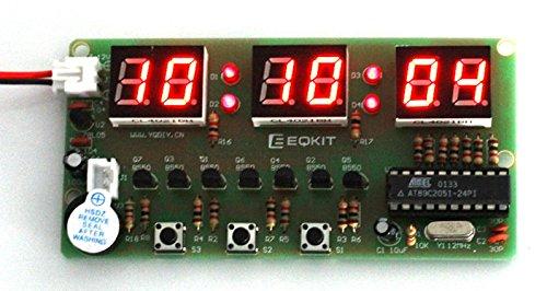 7セグメントLED デジタル時計 電子工作キット目覚まし時計機能、ストップウォッチ機能、カウントダウン 機能、カウンタ機能と機能豊富です。チップ部品を使っていないので、電子工作の初心者に最適な デジタル時計です。電源：DC7〜12V　基板サ...