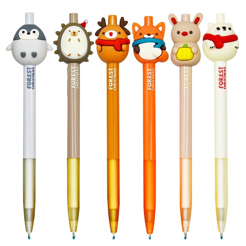 Maydahui かわいい クリスマス 動物 ボールペン 6本 0.5mm 黒インク ノック式 おしゃれ ジェルボールペン 可愛い ウサギ キツネ 鹿 ハリネズミ クマ ペンギン かきやすい【インク】黒インク/ボール径： 0.5mm【製品情...