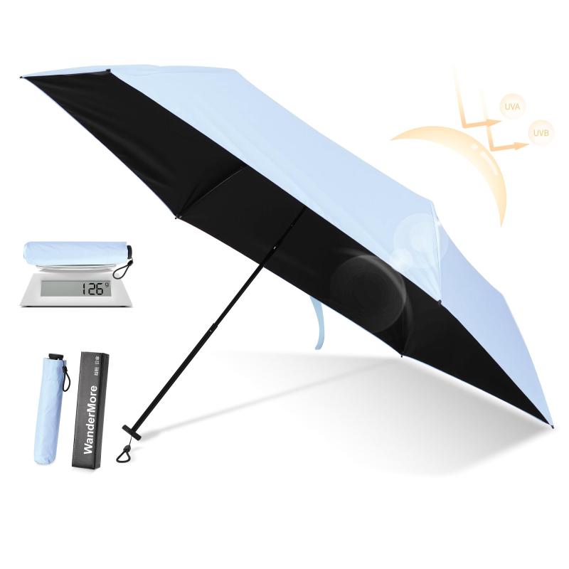 [WanderMore]日傘 折りたたみ傘 uvカット 100 完全遮光 遮熱 晴雨兼用傘 超軽量 おりたたみ傘 126g メンズ レディース 折り畳み傘 コンパクト 6本骨 撥水加工 雨傘 紫外線遮断 さんばりあ100 暑さ