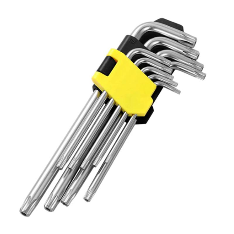 トルクスレンチセット 9本組 T10 T15 T20 T27 T30 T40 T45 T50 六角棒レンチ L型レンチ 精密ヘクスローブレンチ トルクスレンチ 特殊ドライバー【商品詳細】T10、T15、T20、T25、T27、T30、T40...
