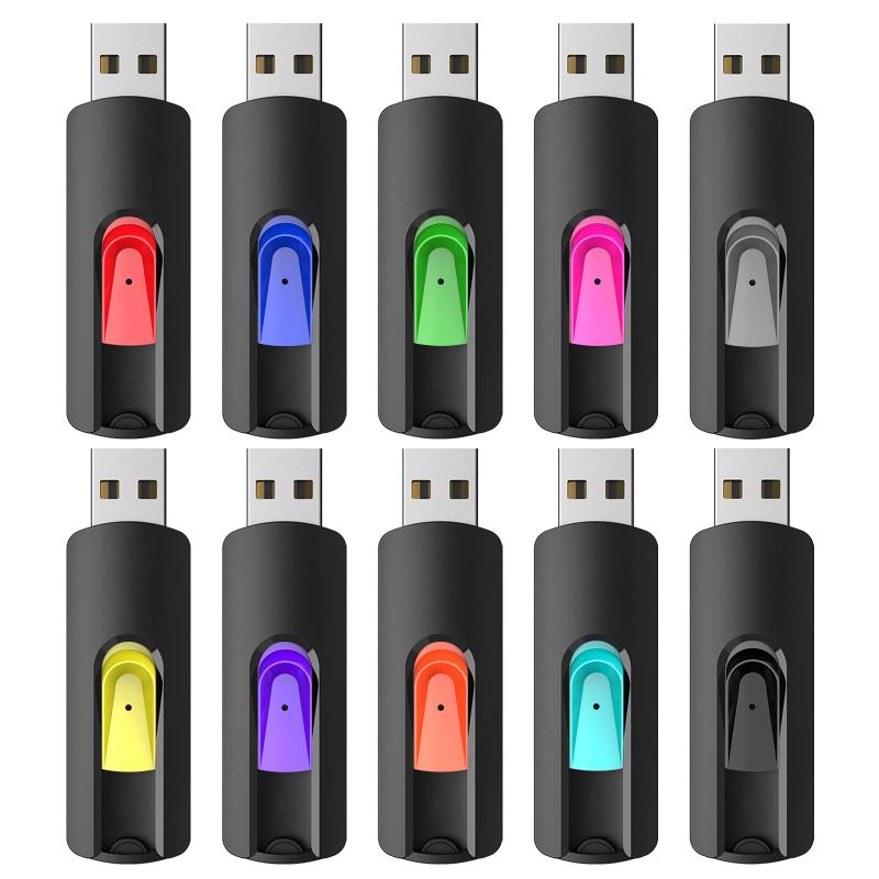 RAOYI USBフラッシュドライブ USB 2.0 メモリースティック バルクパック 16GB サムドライブ ジャンプドライブ スイベルペンドライブ 5色 ブラック ブルー シアン グリーン オレンジ…