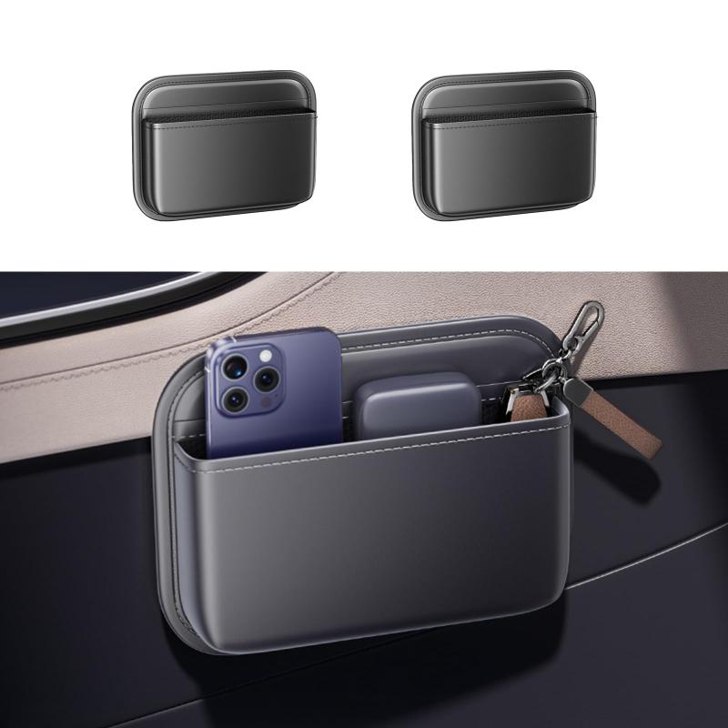 SOEDZUNG 車用収納ポケッ トシート側袋 自動車側袋 携帯収納ボック カード収納 隙間収納 簡単取り付け ミニポケット 小物収納多機能 カー用品便利✨ 【超薄型なのに大容量収納】厚さ3cmのスリム設計 スマホ・カード・メガネ・鍵を分け...