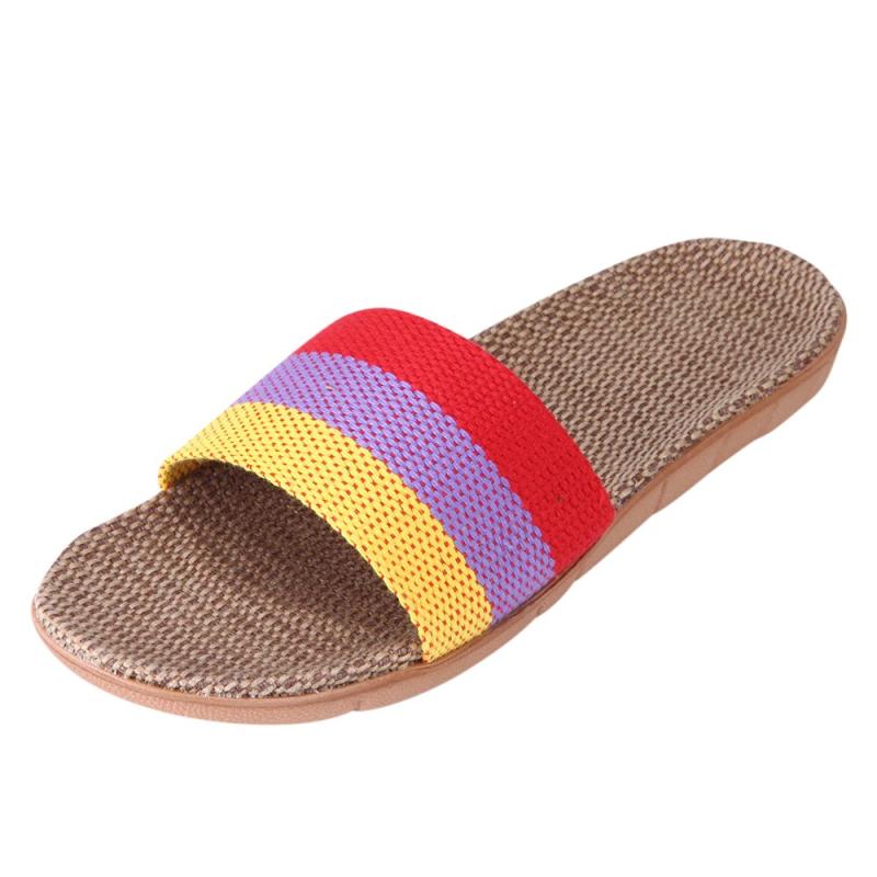 [Fantasy sheep] Wakind ルームシューズ ベーシック 来客用 部屋用 履きやすく 室内 静音で軽量 麻 夏春スリッパ編み物三色パープル 21.5cm~22cm