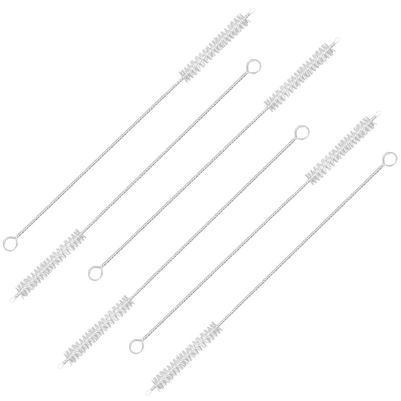 WALWAL ステンレス製ストロークリーニングブラシセット、7.9インチの便利なブラシ、再利用可能なタンブラーに対応、ナイロンブラシ毛、BPAフリー、家庭用清掃に最適（6本セット、ホワイトエコフレンドリーな清掃ソリューション： 環境に配慮し...