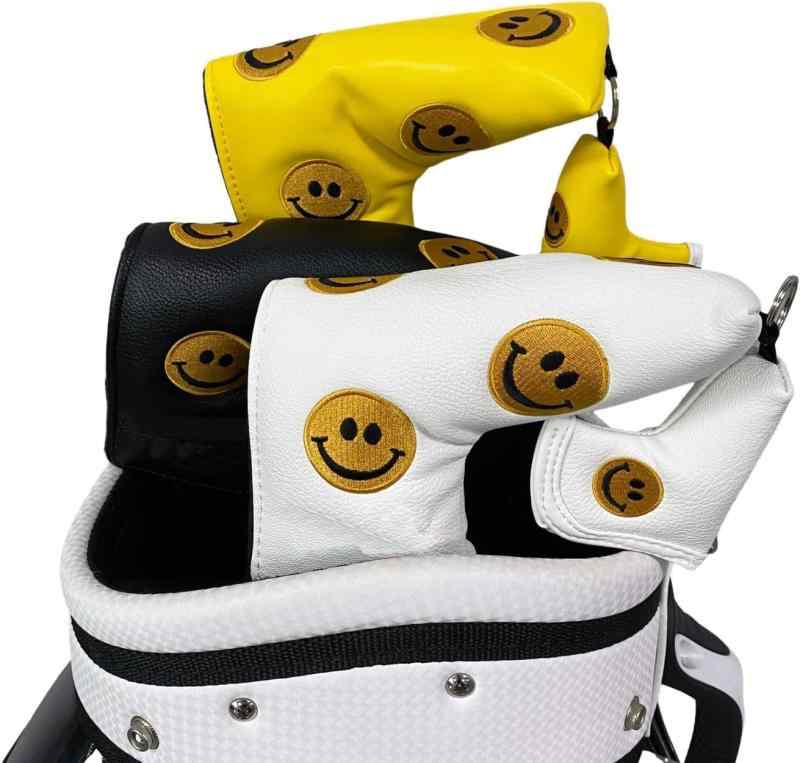 ゴルフ カバー パターカバー ピンタイプ カバー ゴルフヘッドカバー マグネット キーリング付き スマイルゴルフパターカバー ピンタイプ スコッティーキャメロン オデッセイに適合 キーリング付き材質：高級PUレザー商品サイズ：約17×13×8cm