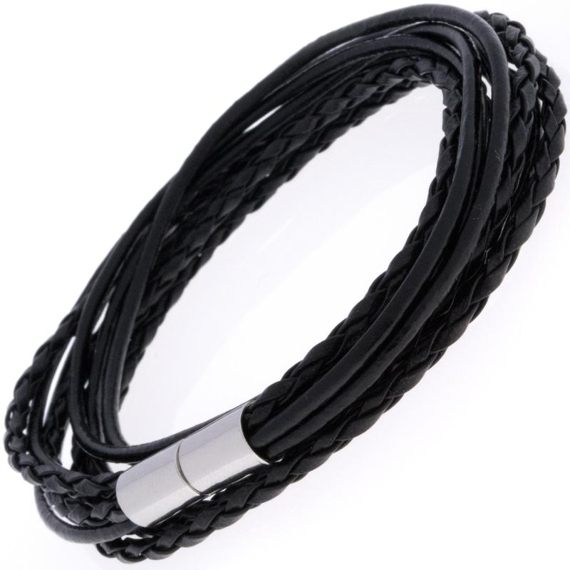 YUTTALIA レザー メンズ ブレスレット 編み込み 革紐 ブラック 多重巻き 収納ポーチ付編み込みのブラック革紐が幾重にも重なったブレスレット。着脱のラクなマグネット式。収納に便利な専用ポーチが付属しているので、プレゼントにも最適です...