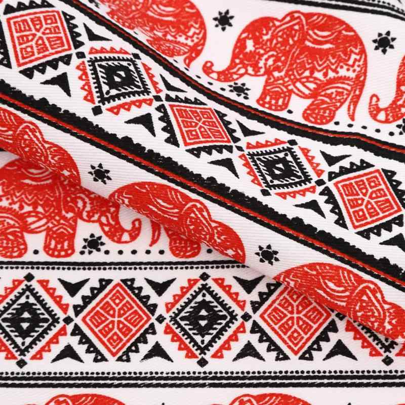 [なないろ館] ゾウ柄 キャンバス生地 約115 × 200cm 綿 コットン ハンドメイド 手芸用 アジアン エスニック 布