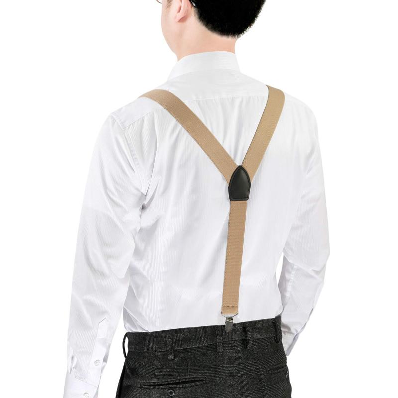 [BLUEHEART] サスペンダー メンズ サスペンダー 調節可能 X型 幅広 35mm ループ 吊りバンド 4クリップ 無地 サスペンダー レザー