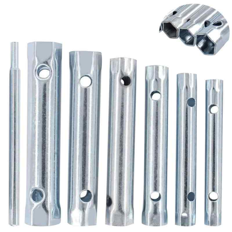 EMAGEREN スパークプラグレンチ 8-19mm 点火プラグ ソケット ダブルエンド 六角管 スパークプラグレンチ セット スチール 耐久性 実用的 トルクレンチ付き 修理ツール 自動車 配管 修理用 6個【6サイズ対応の便利なセット】...