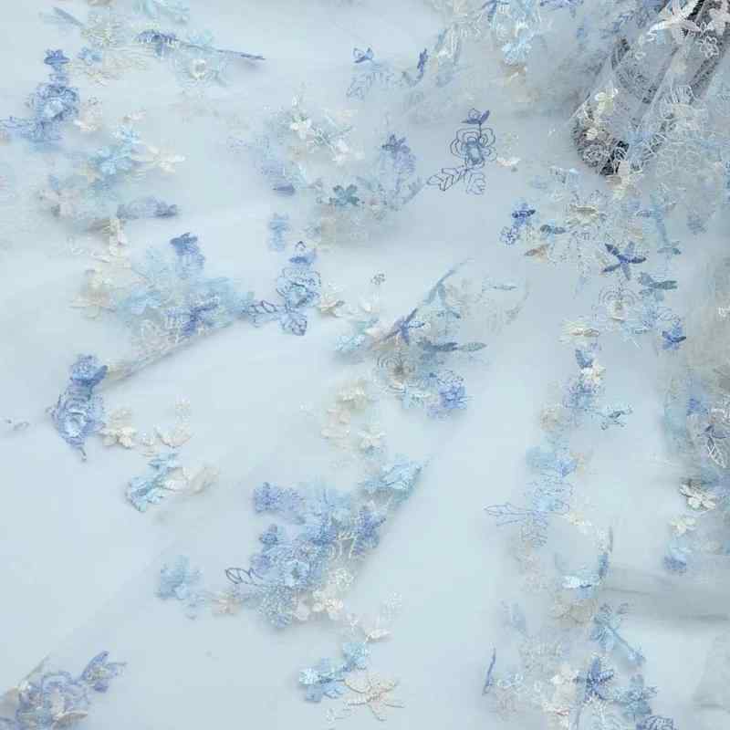 siawadeky 花柄刺繍 お花のチュールレース メッシュレース ファブリック レース生地 ラッセルレース カーテン 衣装 結婚式 パーティー DIY手作り 服アクセサリー 縫製用 125cm*90cm