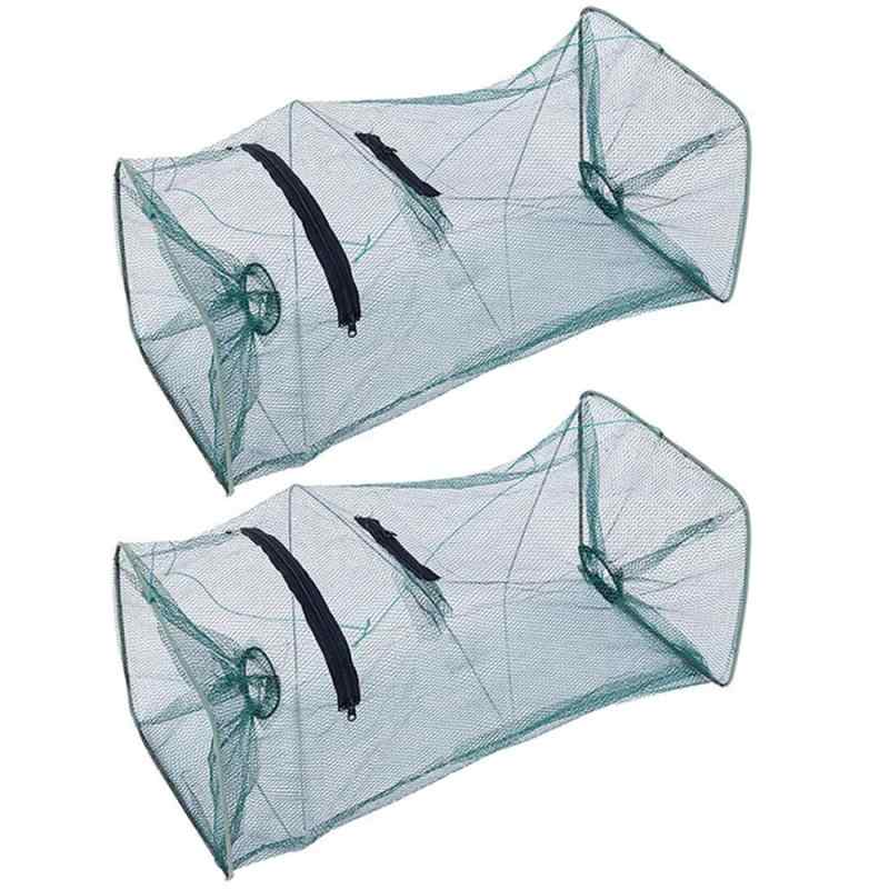 魚捕り 網かご 釣具 簡単に魚が捕れる ウナギ/アナゴ/タコ/エビ/カニ/小魚など 2個セットエサを入れて沈めるだけで小魚が獲れ、折り畳み式魚捕り網かご2個セットです。【サイズ】24x24x60cm、獲物入り口直径6cm（目安）【素材】ナイ...