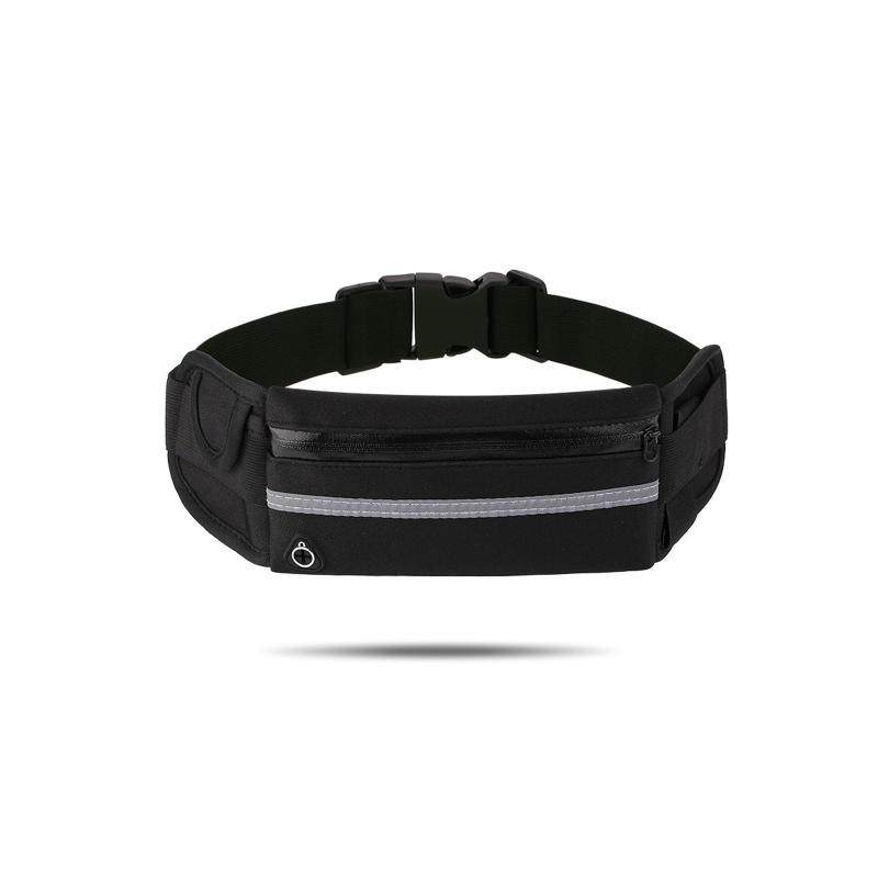 ランニングウエストポーチ 防水 潜水素材使用 スマホ収納+イヤホンホール 反射デザイン ジョギング/サイクリング対応 男女兼用 (ブラック)【揺れないフィット感】ウェットスーツにも使用される高弾性潜水素材を採用。体に密着する設計で、ランニン...