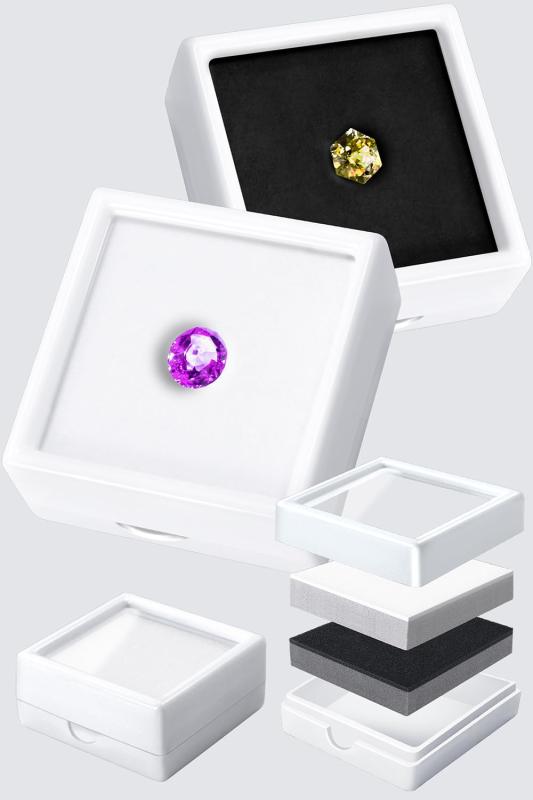 ETLIFE ルースケース 4cm 白 【 白黒 2段クッション 】 プラケース 天然石 宝石箱 裸石 宝石 ルース 収納 ジュエリーケース ディスプレイケース 小物入れ 標本箱✅ 1,000人の要望を基に開発されたルースケースです。お試し...