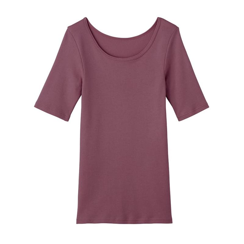 GUNZE(グンゼ) 5分袖インナーHOTMAGIC(ホットマジック) ふっくらCotton 綿100％の肌に優しいインナー 半袖 MH4648レディースSIZE:M バスト(メーカー表示サイズ:79cm～87cm)SIZE:L バスト(メ...