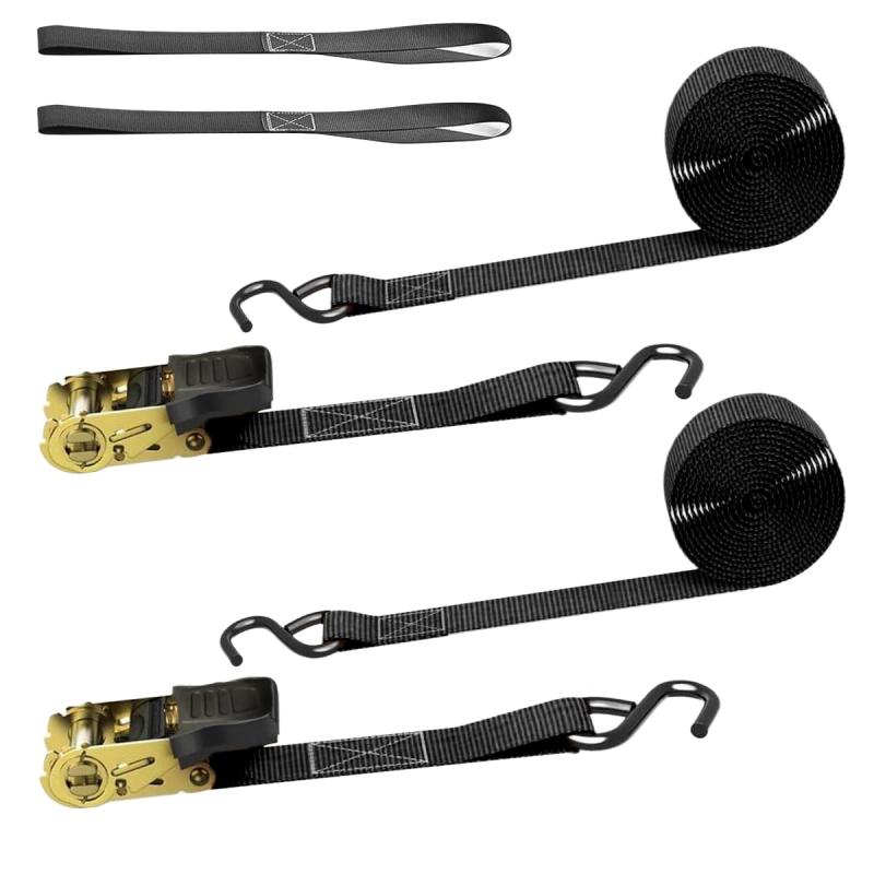 KOKITEAラッシングベルト黒 タイダウン ラチェットベルト式ダウンベルト 荷締めベルト 2本ラッシング 巻側 4m 幅2.5cm 固定バンド 破断荷重800kg/本 最大使用荷重225kg 荷締固定ベルト 多用途 引越【商品詳細】セット...