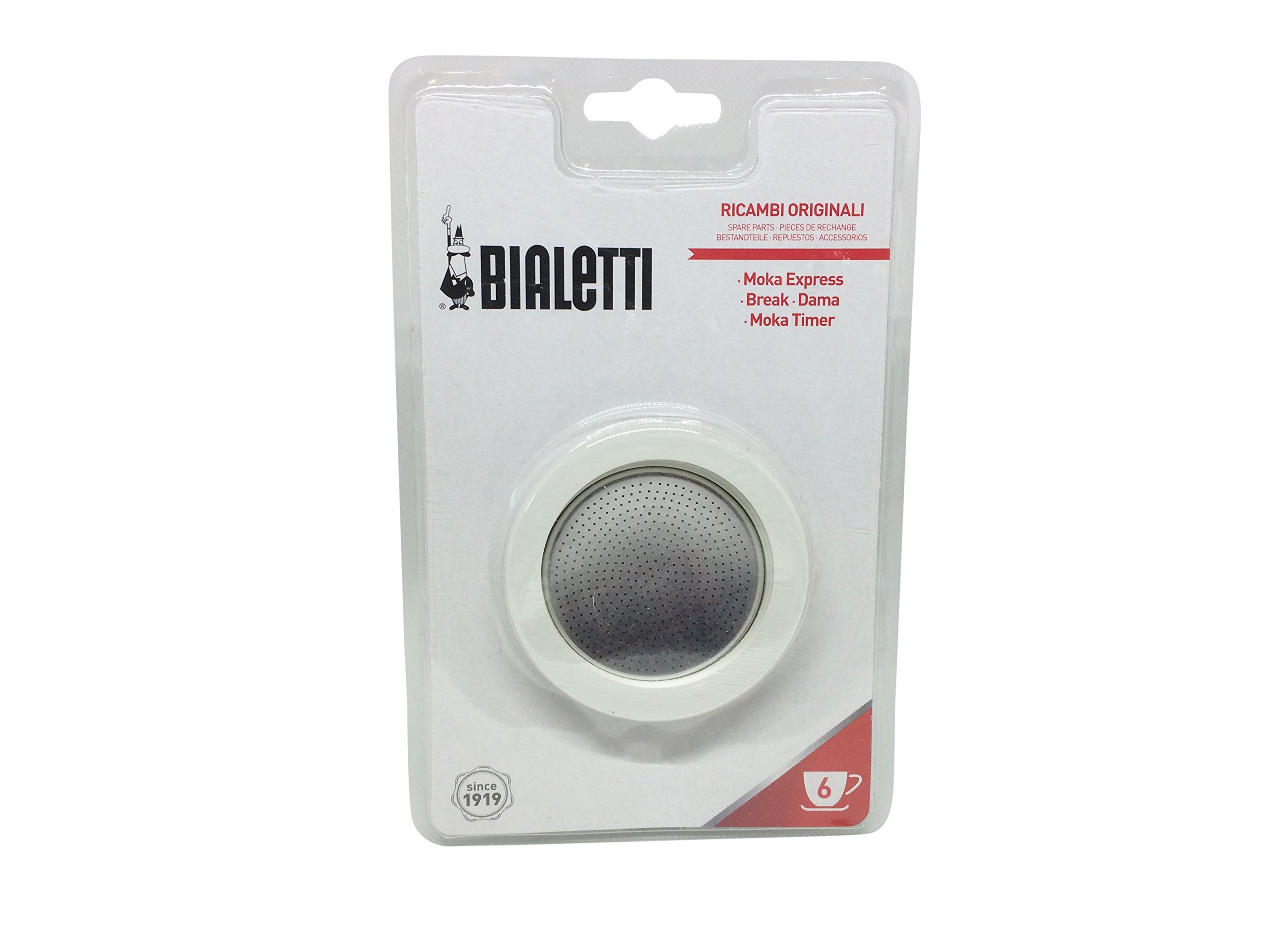 Packing 3 gaskets and 1 filter for aluminum coffe pot 6 cups。6-Cup。WhiteBialetti（ビアレッティ）6カップ 交換用パッキン＆フィルターセット（パッキン3枚,フィル...