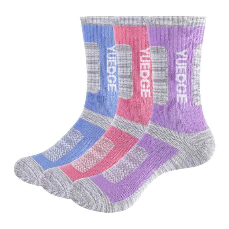 [YUEDGE] 靴下 レディース 登山 アウトドアウエア スポーツ トレッキング ハイキング ウォーキング用ソックス 高級綿 通気吸汗 抗菌防臭 3足セット 21-26cm手編みの精密縫製 - YUEDGE 靴下洗練されたかかと部分デザイ...