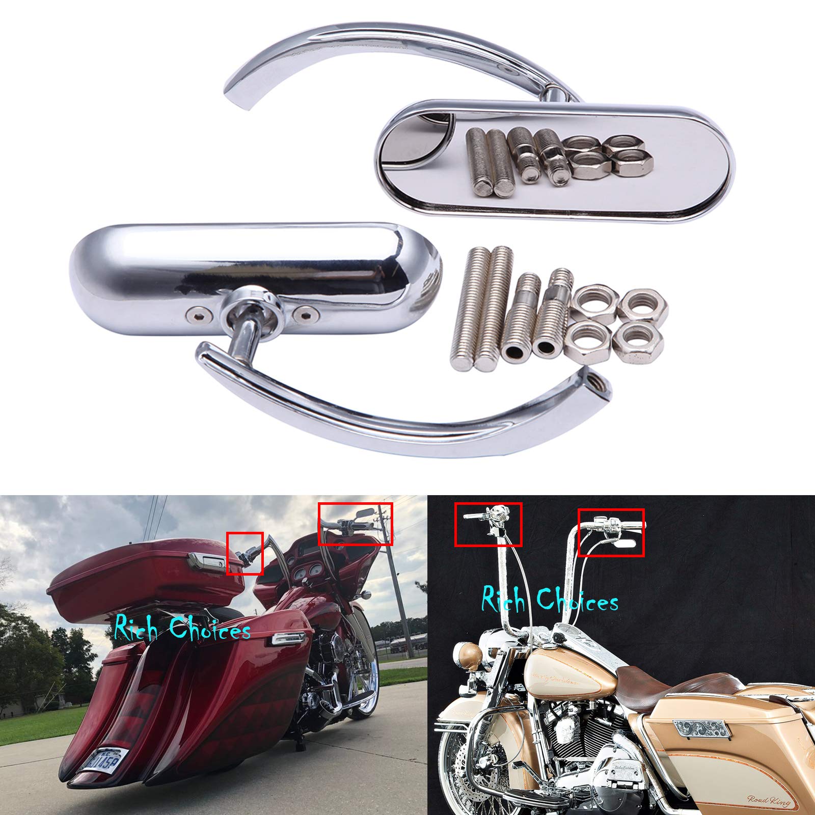 「独特のデザイン」大きいなオーバル鏡面デザインでありながら広い視野を持ちます。バイクをよりワイルドに見えます。。「高品質の材料」高クオリティのアルミ製、耐久性が更にアップ。。「自由に調整」360°調節可能、ミラーの角度を納得まで調整できます...
