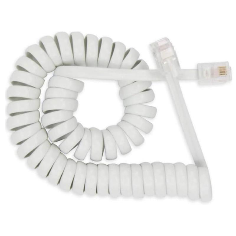 テレホン 受話器コード 電話ケーブル 延長ケーブル 受話器用カールコード 30cm電話機の受話器と、電話機本体の間に接続するコードです。長さ：収縮時0.3m 伸長時約1.7m。コネクタ形状:4極4芯結線方法の中でも一般的なクロス結線コードス...