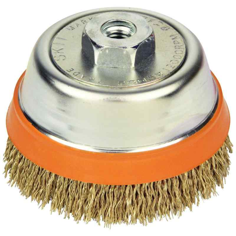 SK11(エスケー11) ディスクグラインダー用 カップワイヤー 75mm外径:75mmネジ径:M10×P1.5線径:0.25mm最高使用回転数:12000min-1適用機種:ディスクグラインダー