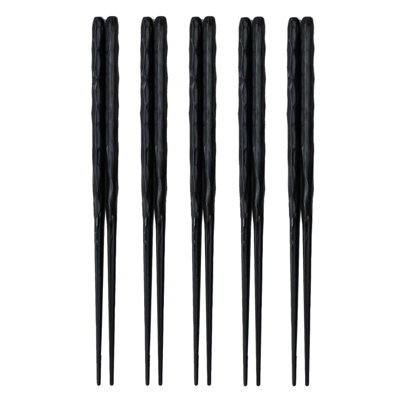 箸 食洗機対応 23cm 5膳 セット 業務用 樹脂製 来客用 先角 乱彫 黒 日本製 264871